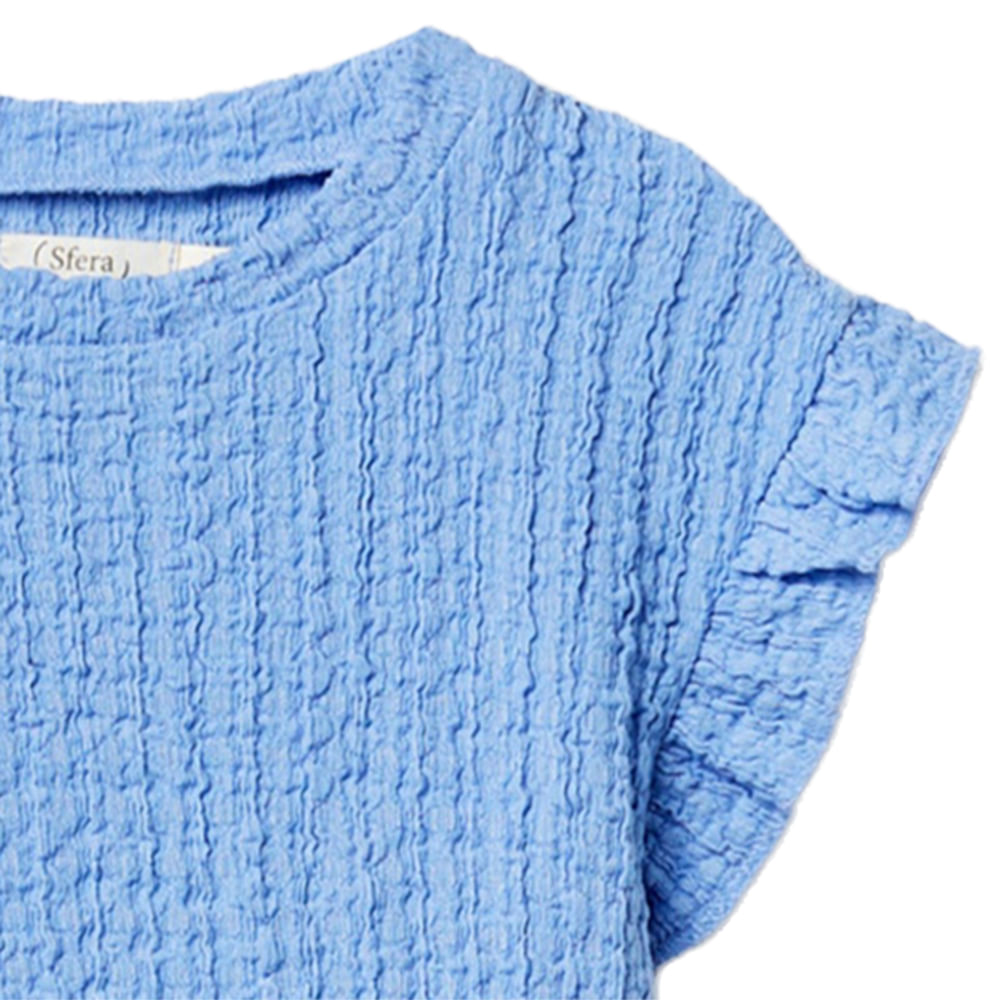 Blusa efecto arrugado azul lavender de niña - Siman El Salvador
