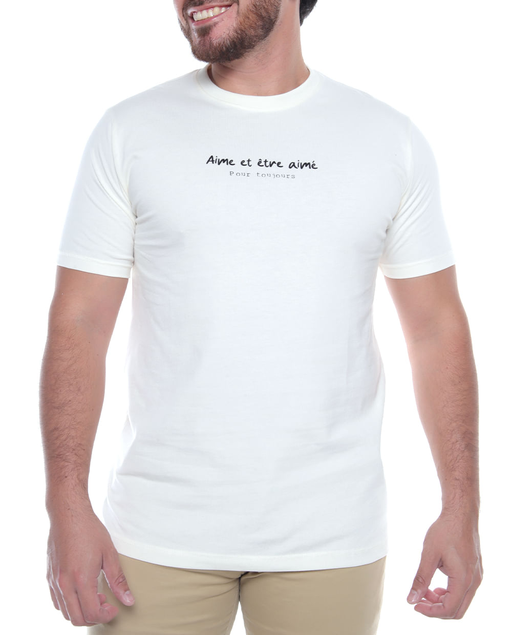 Camiseta blanca estampada corazón para hombre