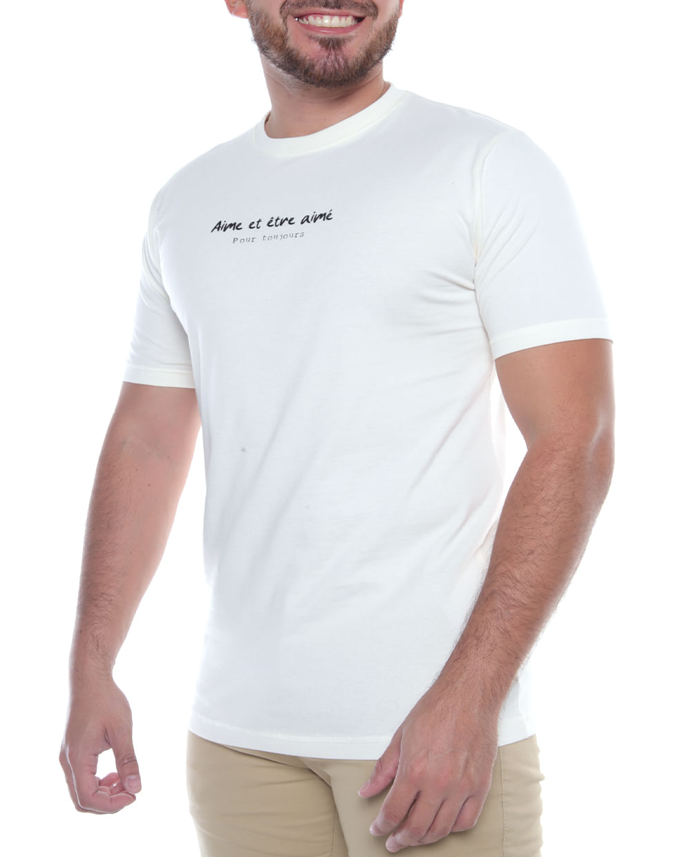 Camiseta blanca estampada corazón para hombre