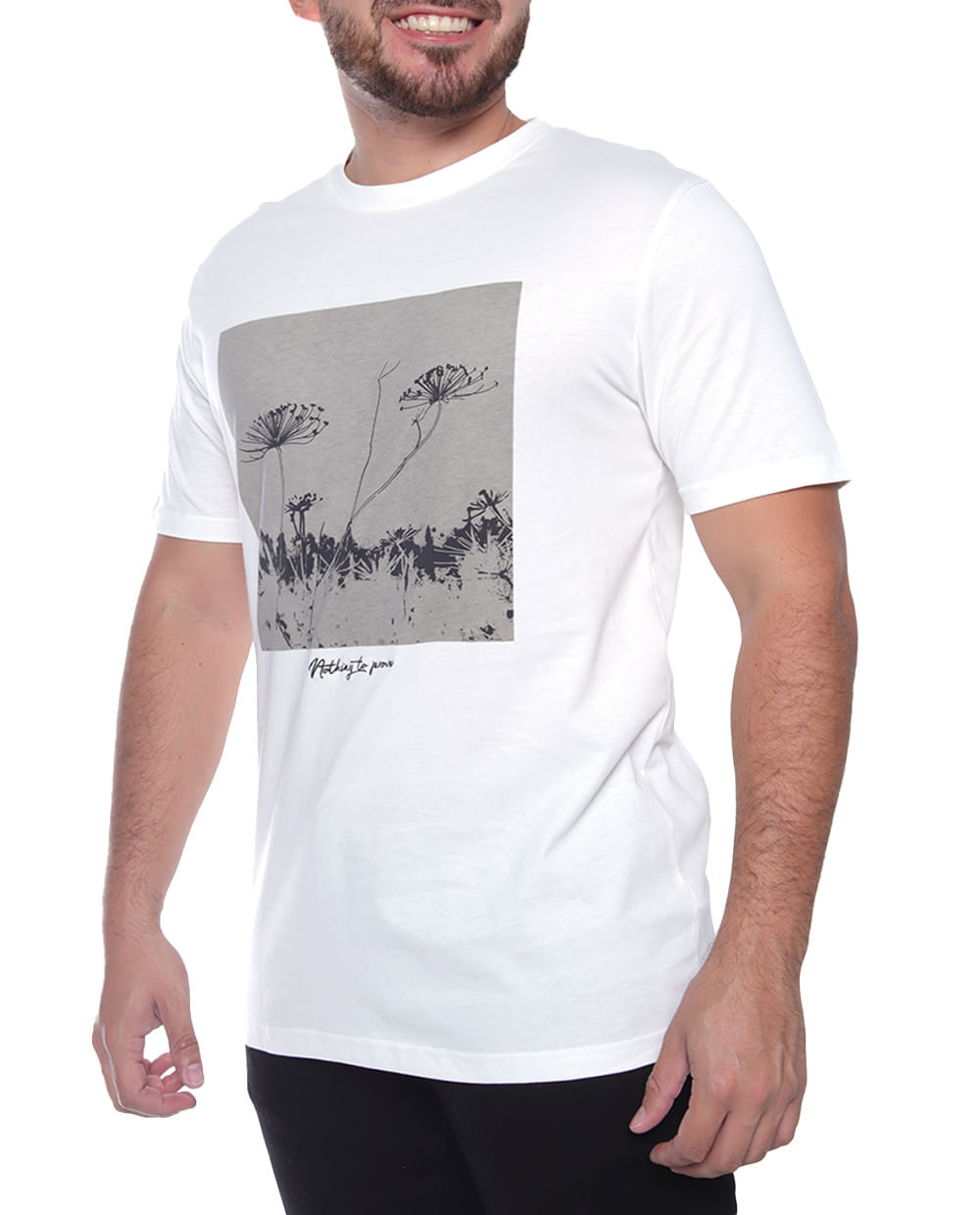 Denim & Flower Camiseta blanca estampada flores para hombre