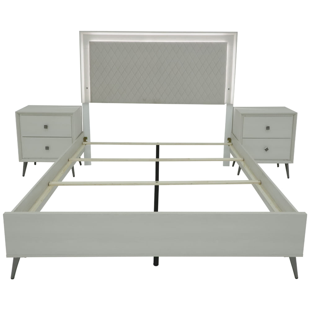 Respaldo queen con bases y mesas de noche