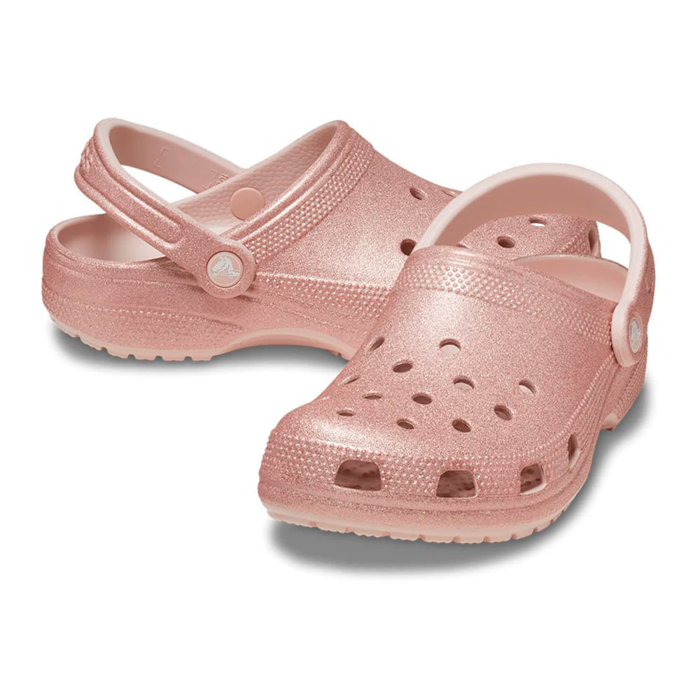 Crocs clásico clog rosado con brillos para niña - Siman Guatemala