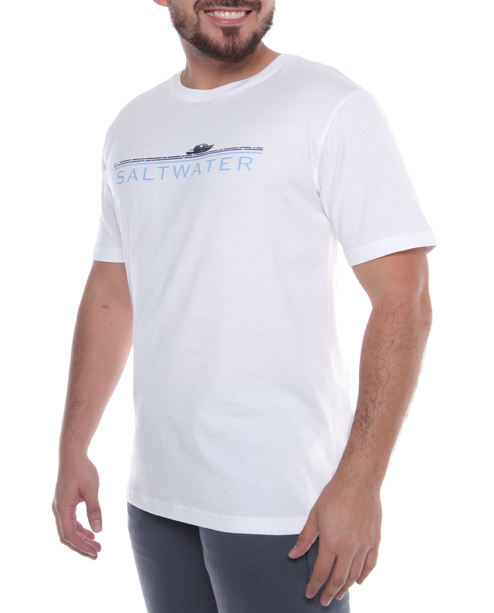 Camiseta blanca estampada saltwater para hombre - Siman El Salvador