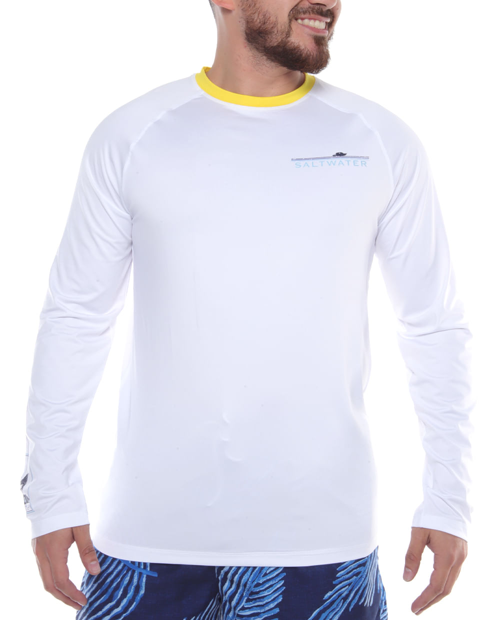 Camiseta blanca estampada saltwater para hombre - Siman Costa Rica