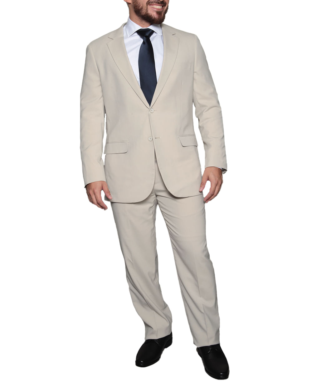 Traje slim fit beige sólido para hombre