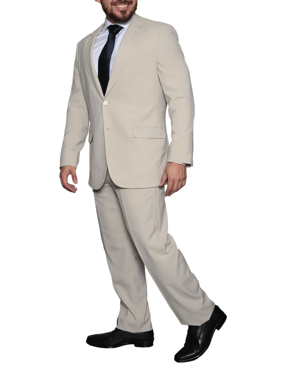 Traje slim fit beige sólido para hombre