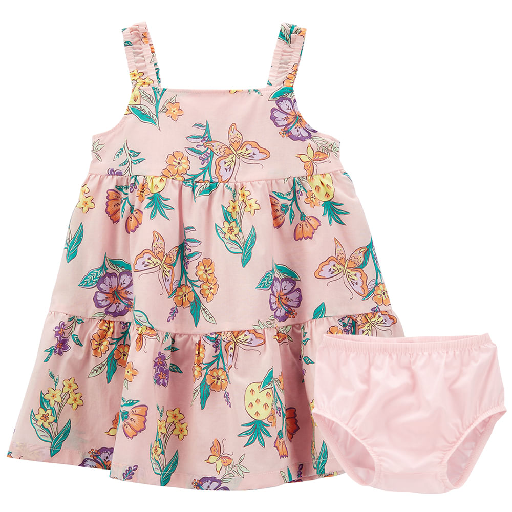 Vestido color rosado con estampado para bebe niña - Siman Costa Rica