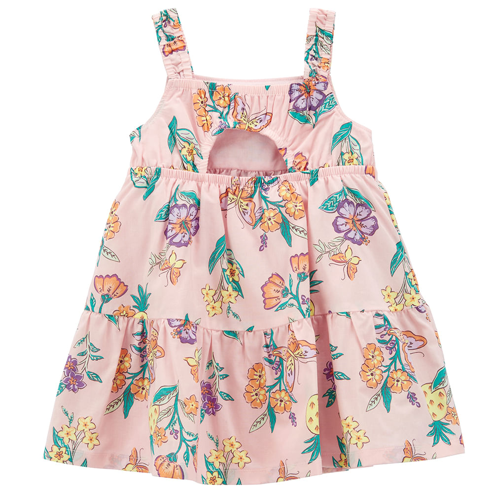 Vestido color rosado con estampado para bebe niña - Siman El Salvador