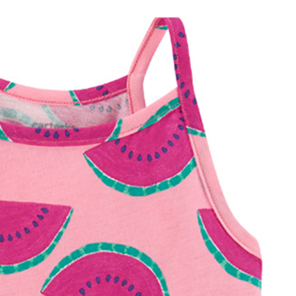 Vestido color rosado estampado de sandia para niña - Siman El Salvador