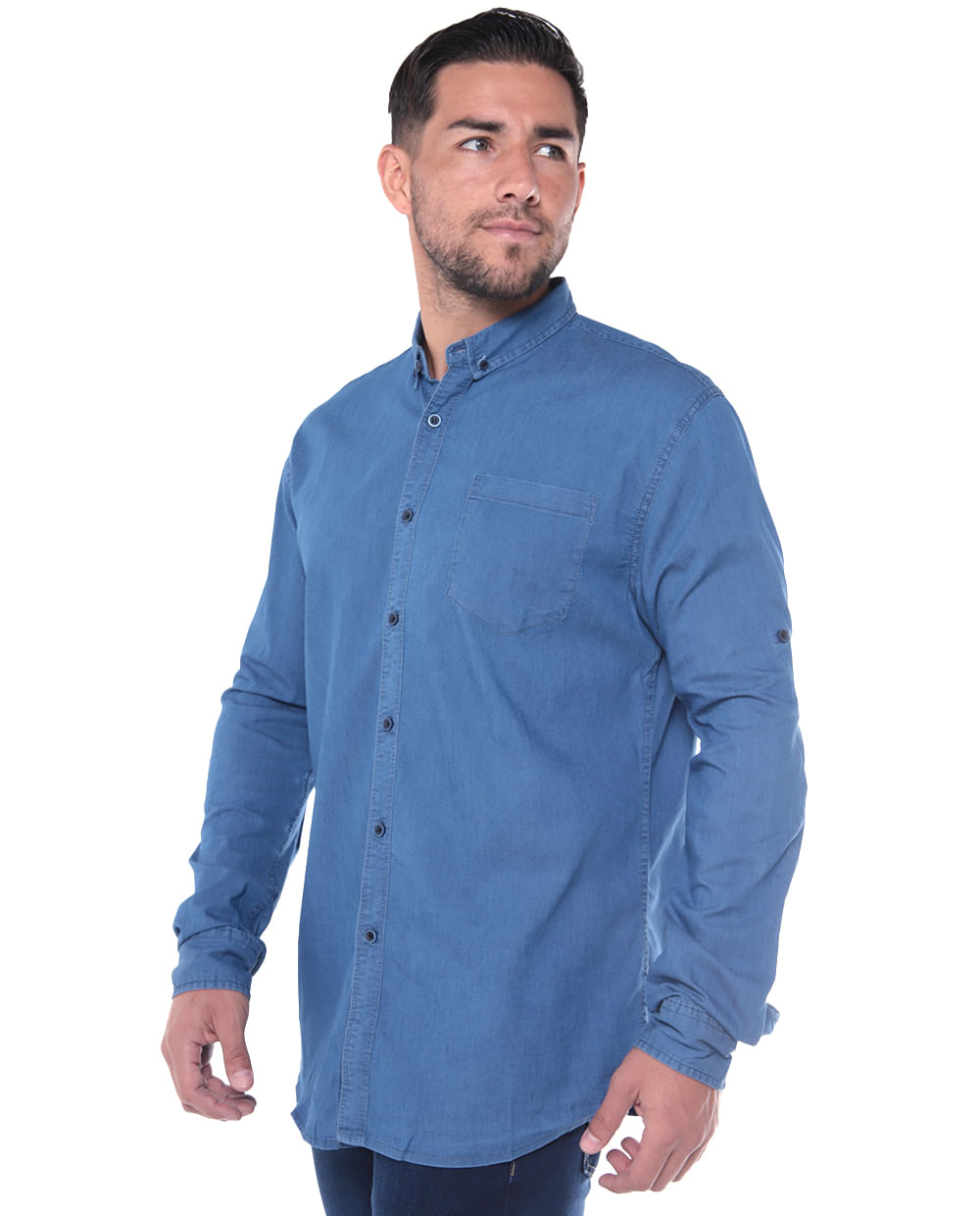 Gents Camisa casual azul medio denim para hombre