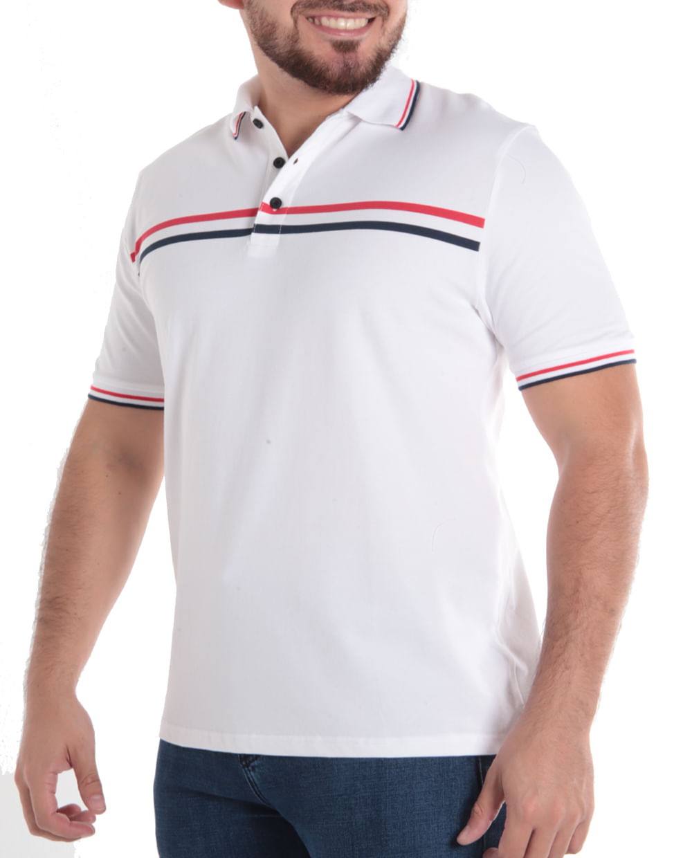 Gents Camisa polo blanca con rayas para hombre - Siman El Salvador