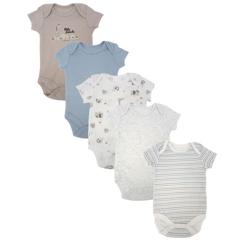 Set de 5 mamelucos multicolor a rayas para bebé niño