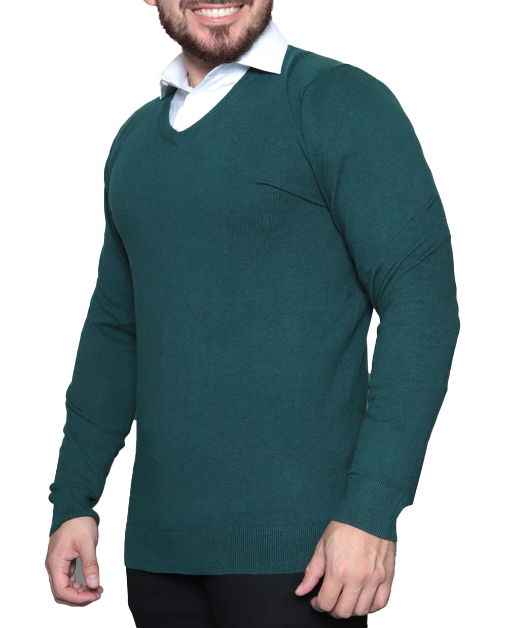 Easy Wear Suéter básico verde heather para hombre - Siman El Salvador