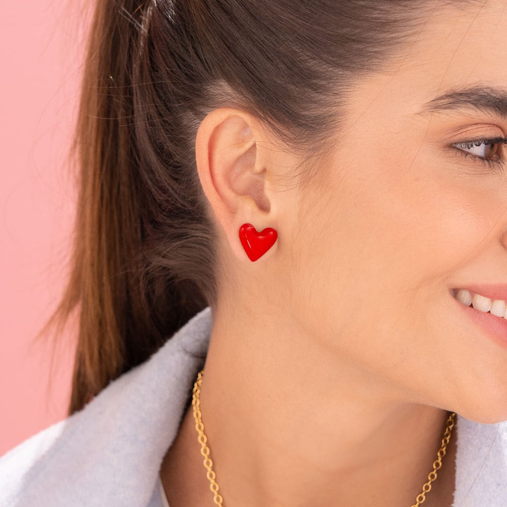Aretes de corazón rojo para mujer - Siman Guatemala