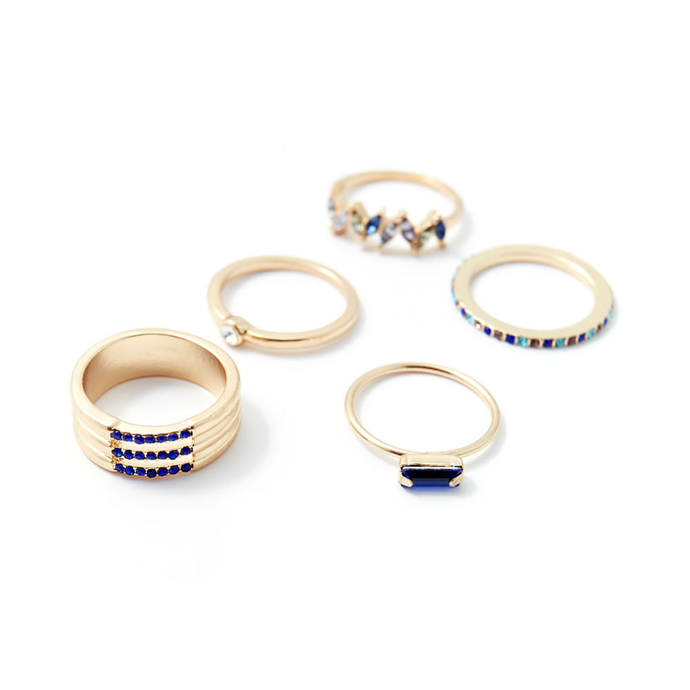 Set de 5 anillos dorados para dama - Siman Guatemala