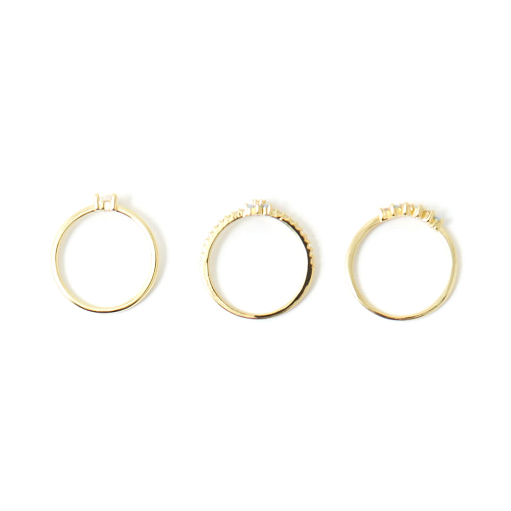 Set de 3 anillos dorados para mujer - Siman El Salvador