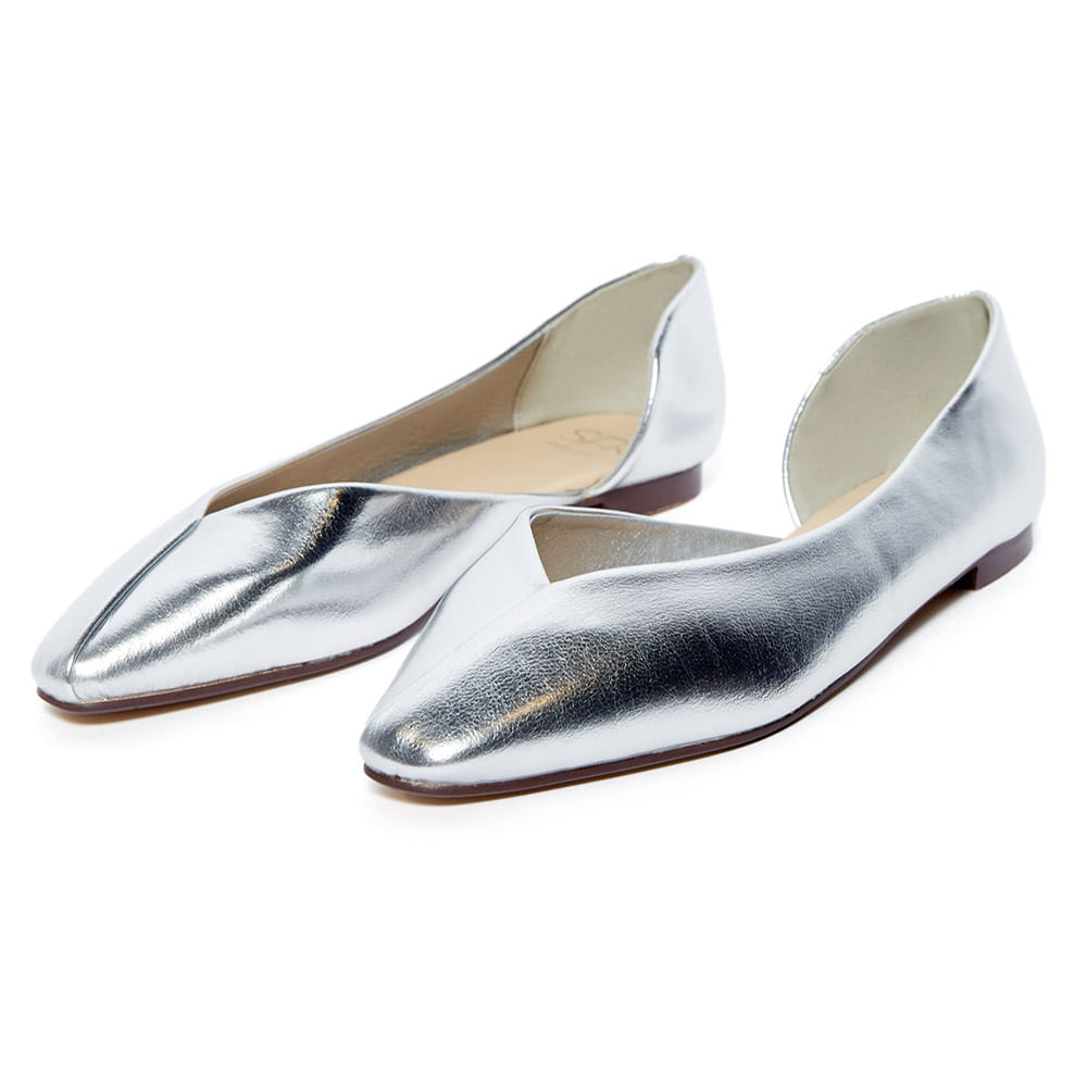 Zapato casual flat Sfera color plateado para mujer - Siman Costa Rica