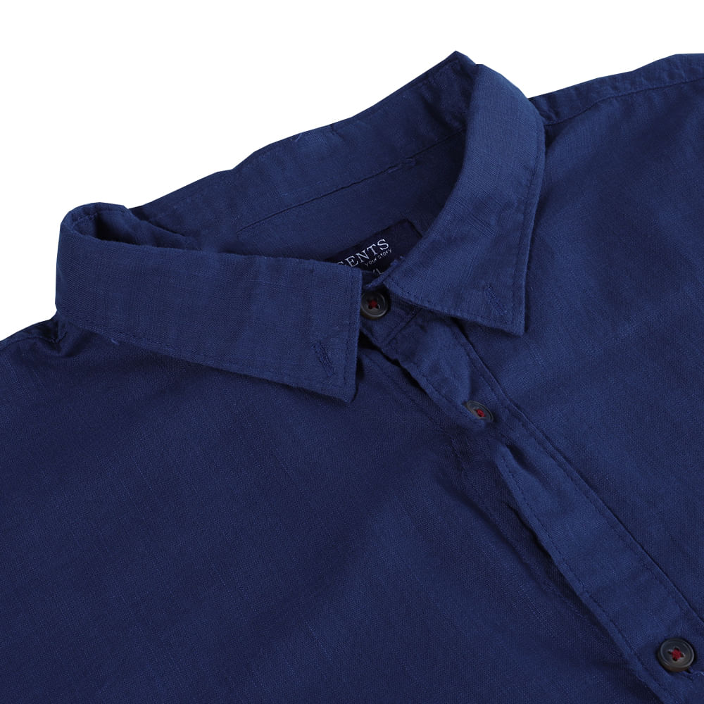 Gents Camisa casual azul sólida para hombre