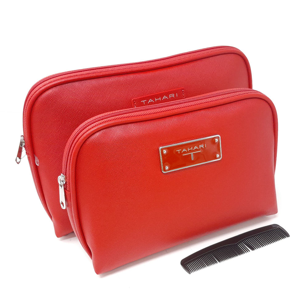 Set de 2 cosmetiqueras Tahari color rojo para dama - Siman Guatemala