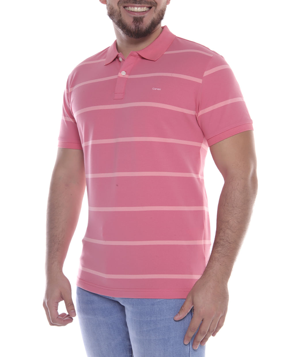 Carven Camisa polo moda rosada rayada para hombre - Siman El Salvador