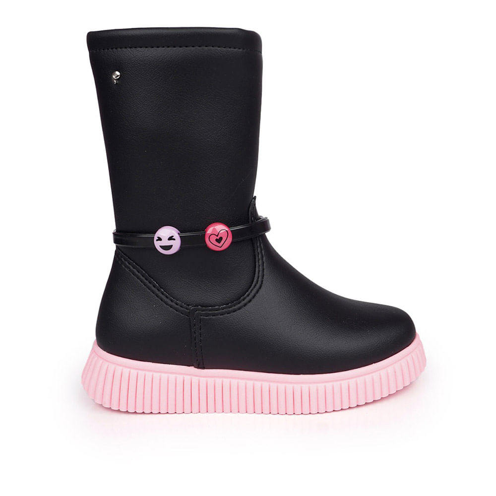 Bota casual Pampili color negro/rosado para niña - Siman Costa Rica