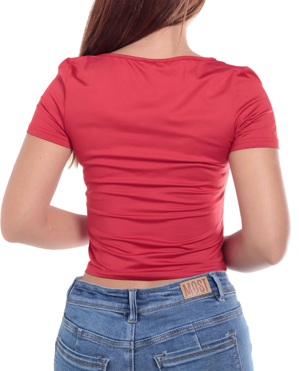 Blusa Orange crop top rojo manga corta para mujer - Siman Guatemala