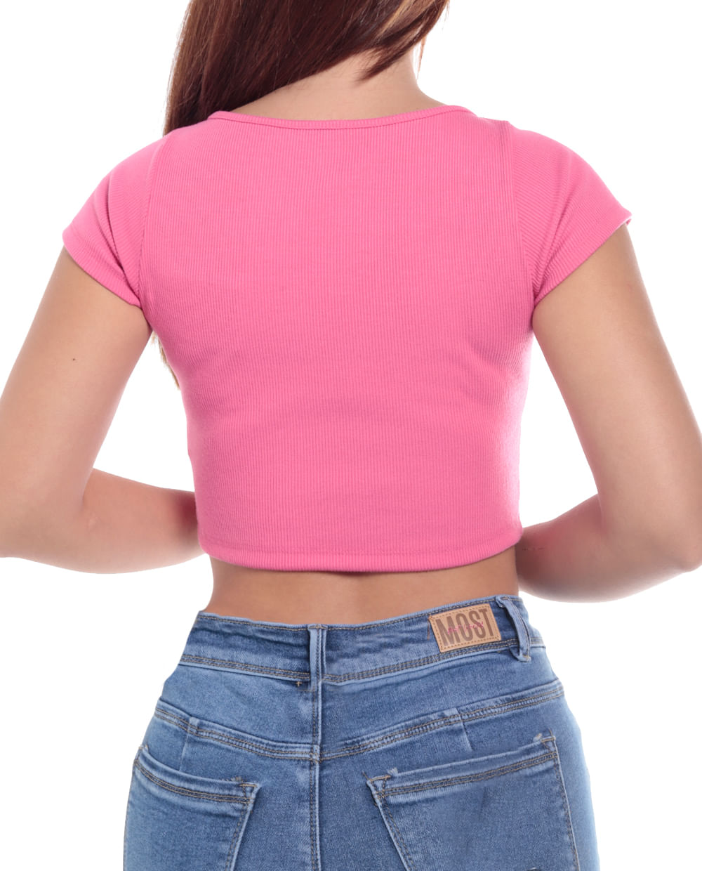 Blusa Orange crop top rosada manga corta para dama - Siman Costa Rica