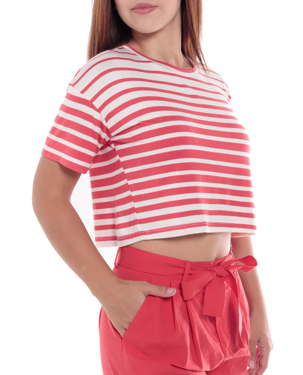 Blusa Stefany Moda crop top rayada manga corta para mujer - Siman Guatemala