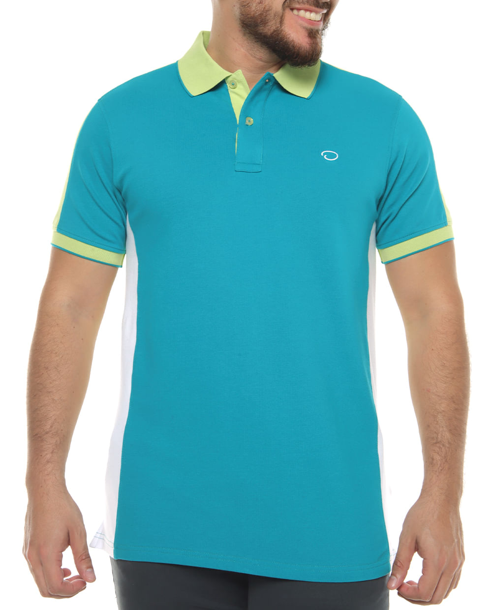 Oscar de la Renta Camisa polo tailored fit turquesa color block para ...