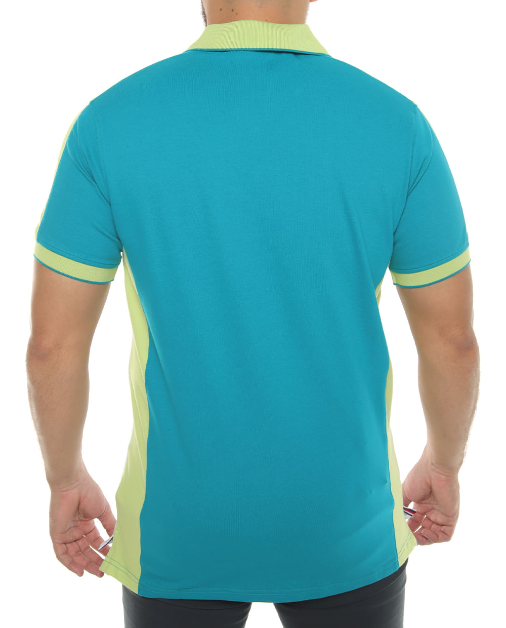 Oscar de la Renta Camisa polo tailored fit turquesa color block para ...