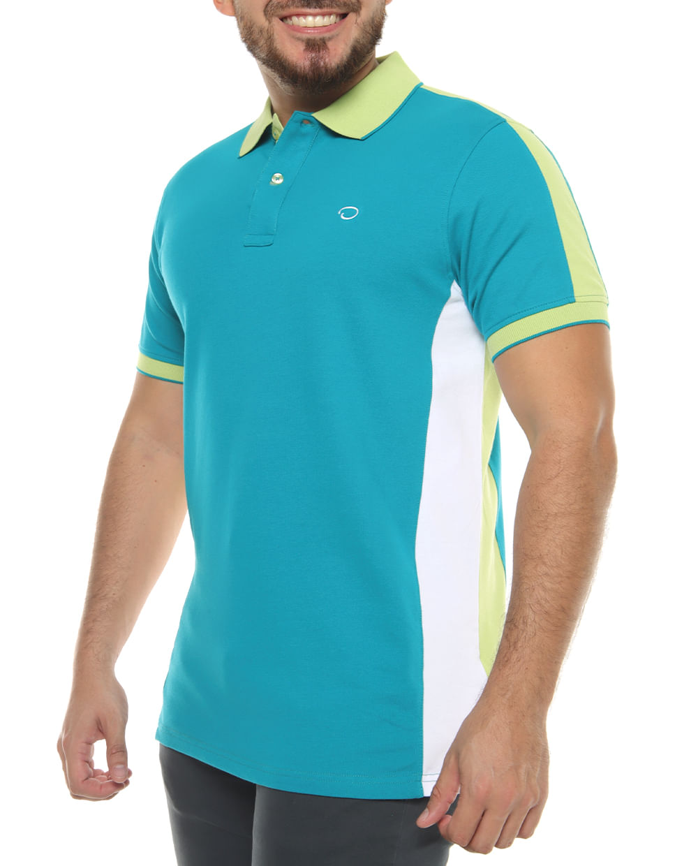 Oscar de la Renta Camisa polo tailored fit turquesa color block para ...