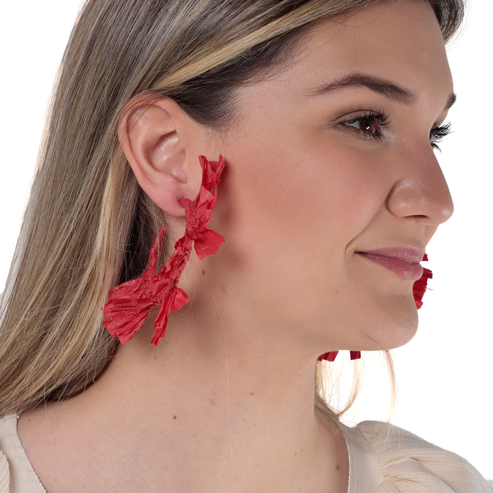 Aretes largos color rojo para dama - Siman El Salvador