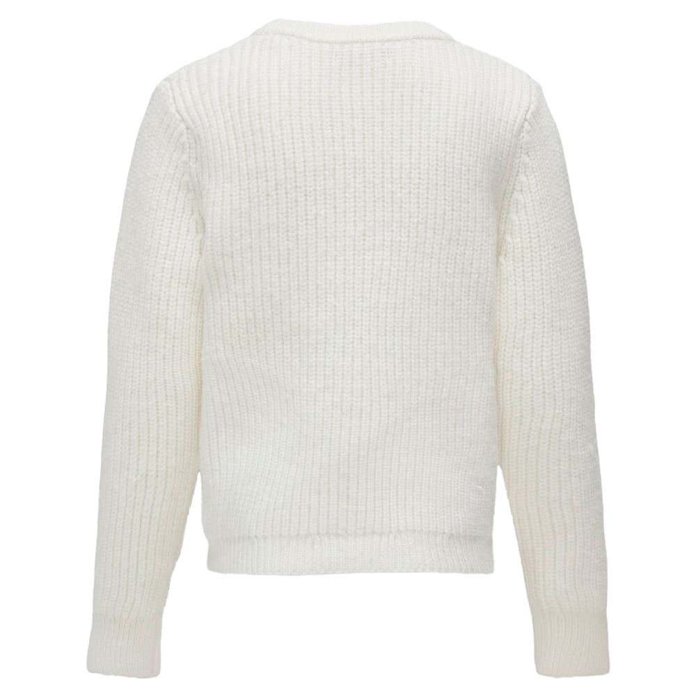 Pulover/sueter corte regular cuello redondo blanco cloud dancer de niña ...