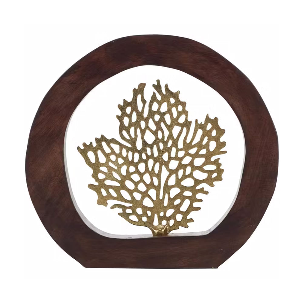 Figura de coral dorado en marco de madera - Siman Costa Rica