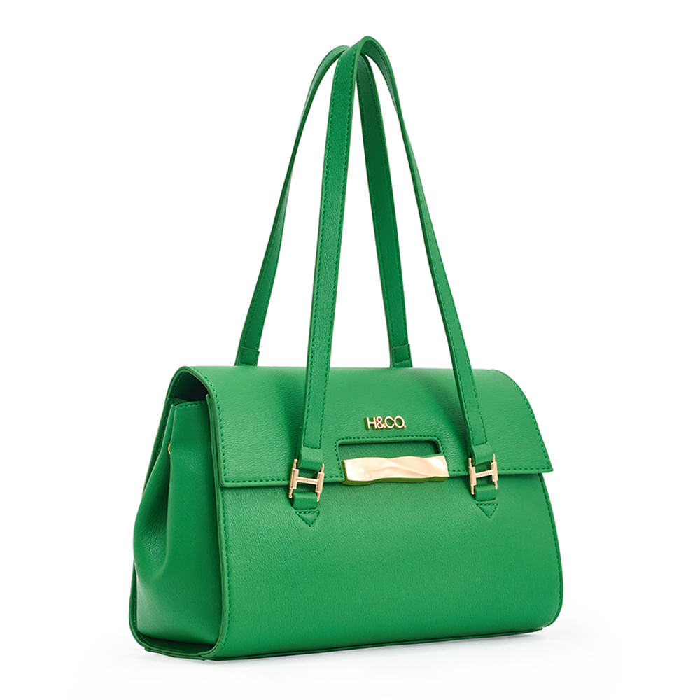 Cartera satchel H&Co color verde para mujer - Siman Guatemala