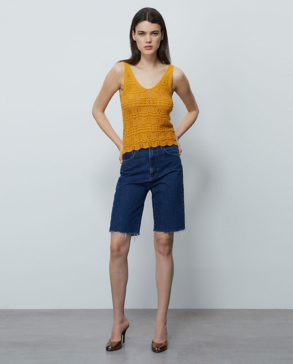 Camiseta Sfera tank top amarillo de tirantes para mujer - Siman Costa Rica