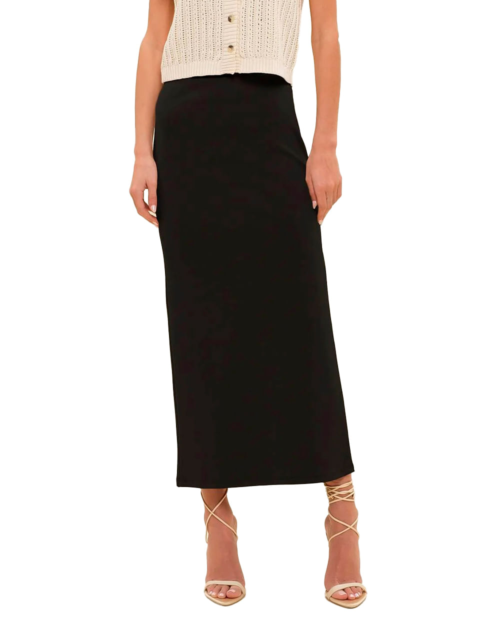 Falda Midi negra de cintura alta para mujer - Siman Guatemala