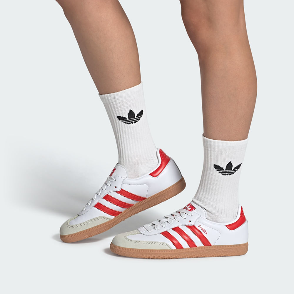Zapato Adidas Originals Samba OG casual color blanco/rojo para mujer ...