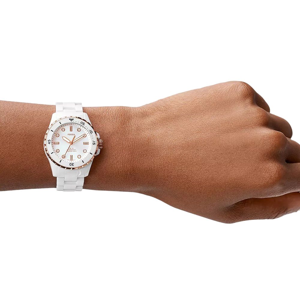 Reloj Fossil análogo acrílico blanco para mujer - Siman Costa Rica