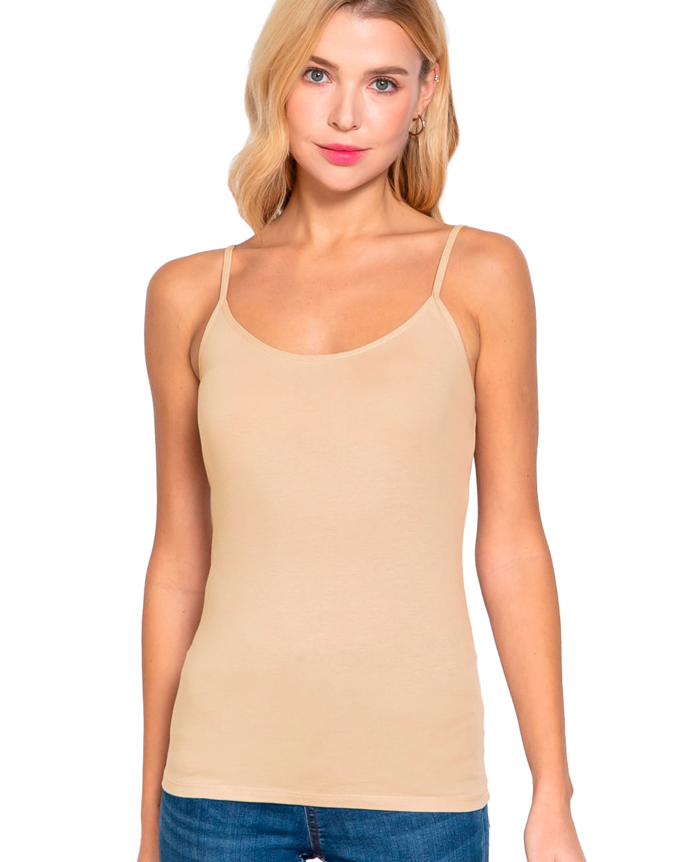 Camiseta Active Basic tank top beige para mujer - Siman Costa Rica