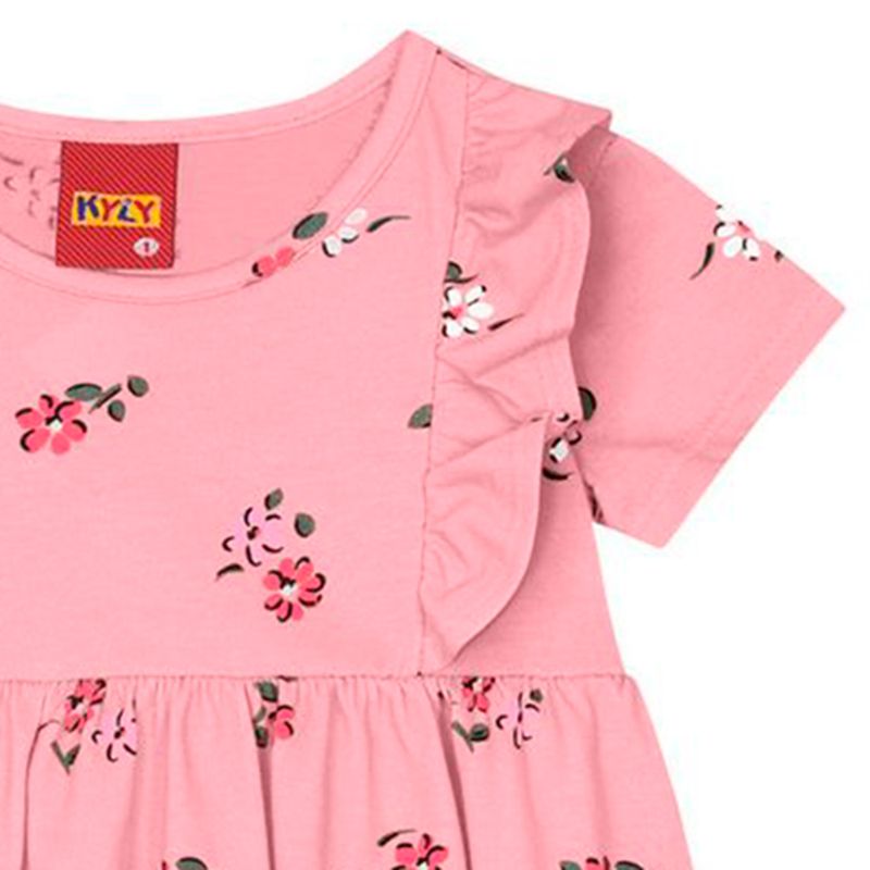 Vestido rosado con estampado de flores para niña - Siman Costa Rica