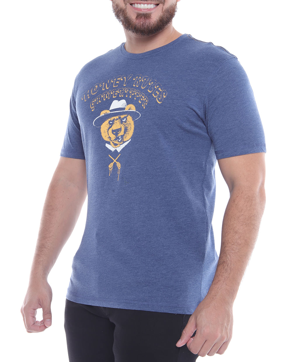 Camiseta Easy Wear azul estampada oso para hombre - Siman El Salvador