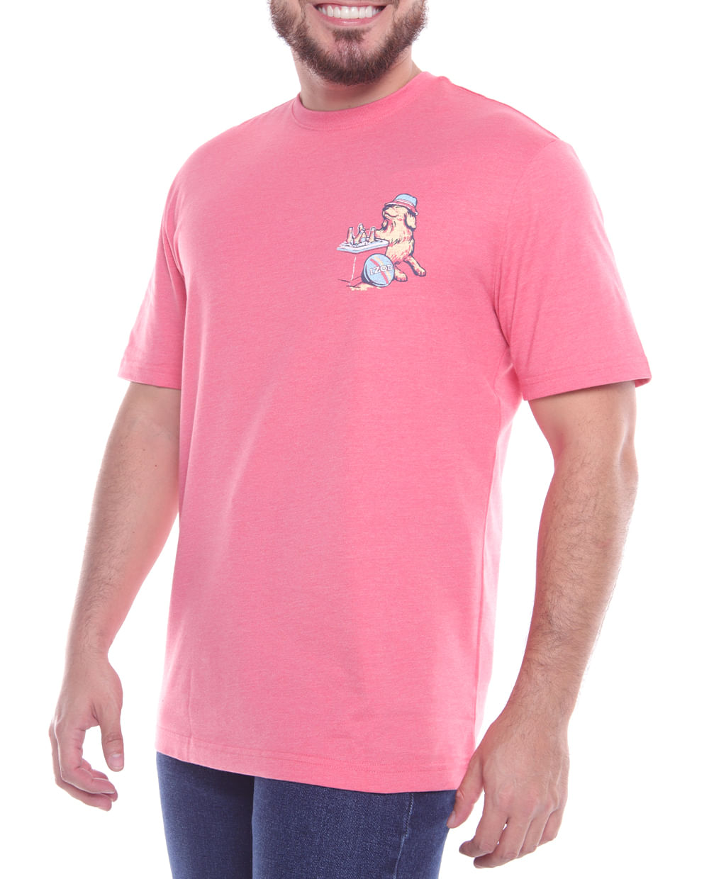 Camiseta Izod rosada estampada perro playero para hombre - Siman Costa Rica