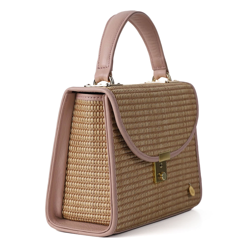 Cartera de Rafia y Cuero rosado - Siman El Salvador