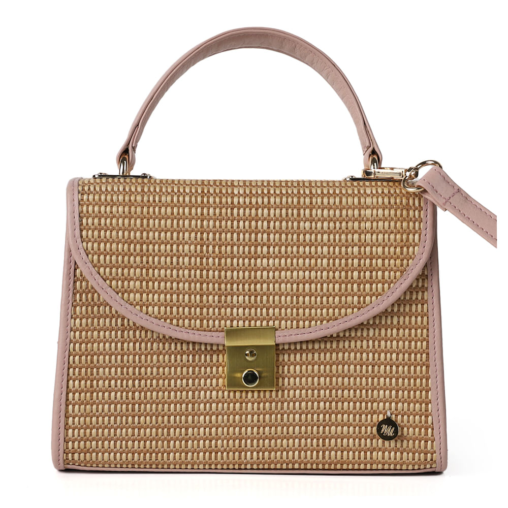 Cartera de Rafia y Cuero rosado - Siman El Salvador