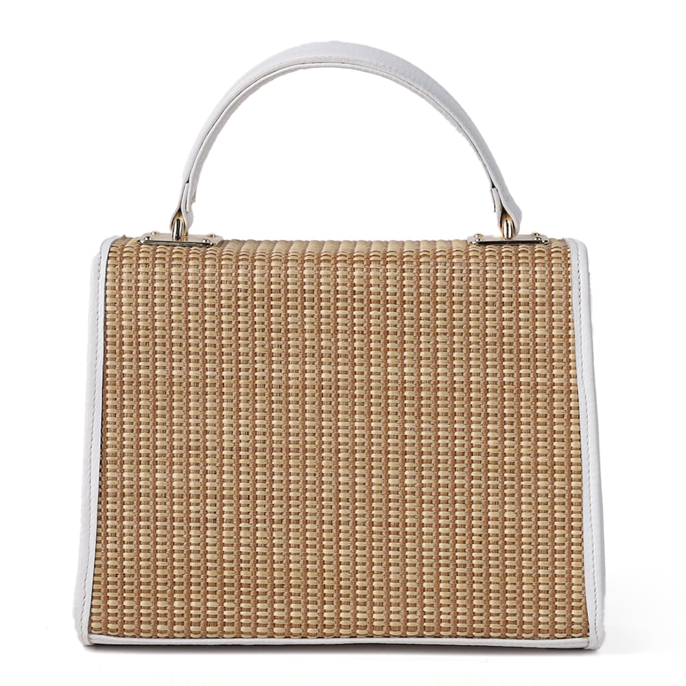 Cartera de Rafia y Cuero Blanco - Siman El Salvador
