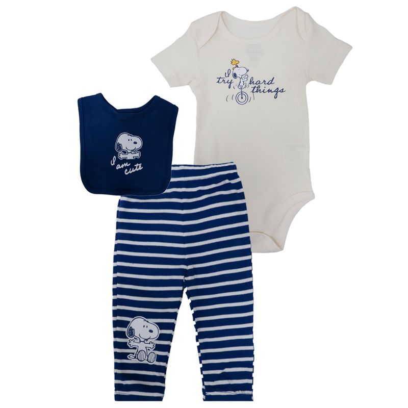 Conjunto de 3 piezas bicolor con estampado de Snoopy para bebé niño ...