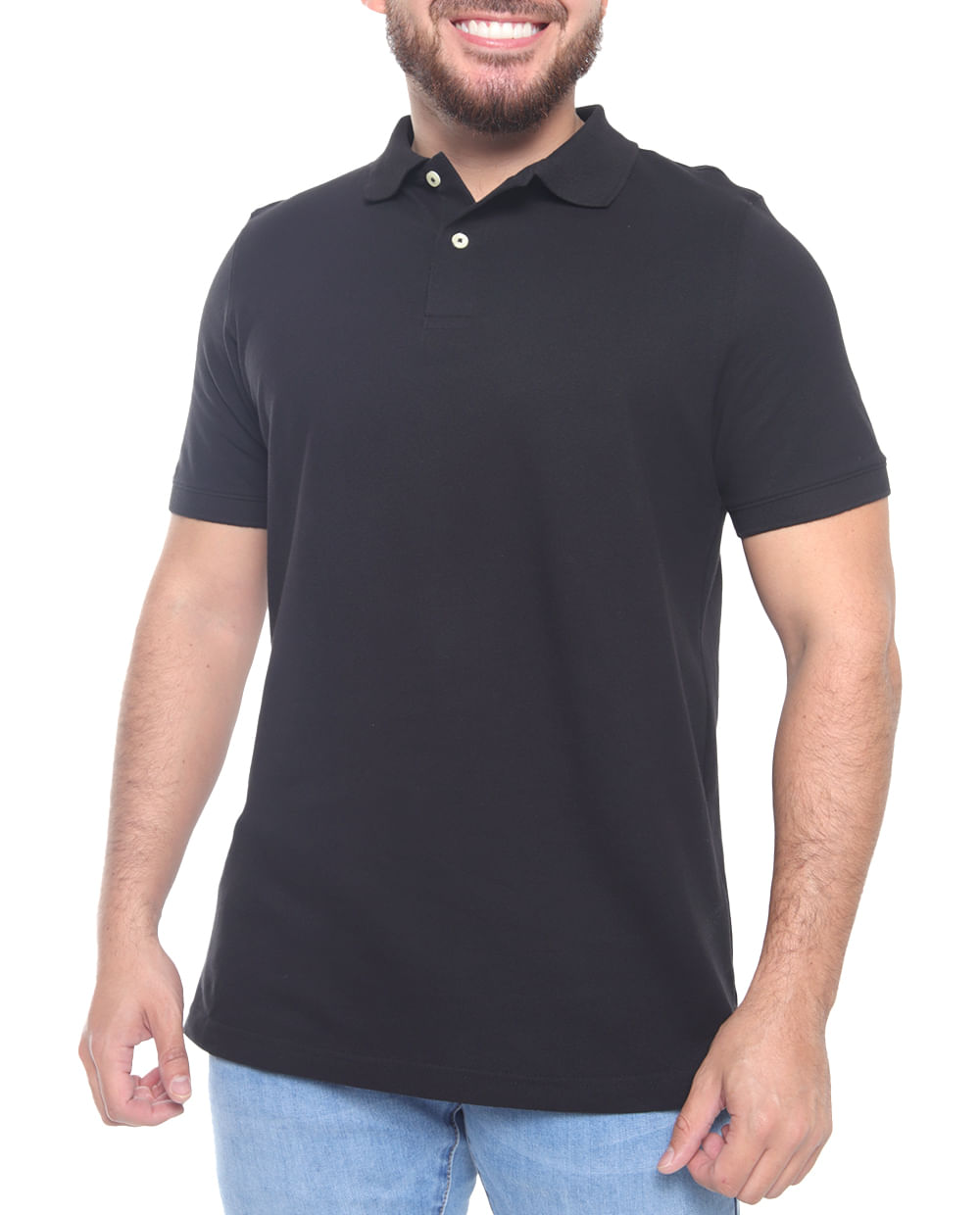 Camisa polo básica Gents negra sólida para hombre - Siman El Salvador
