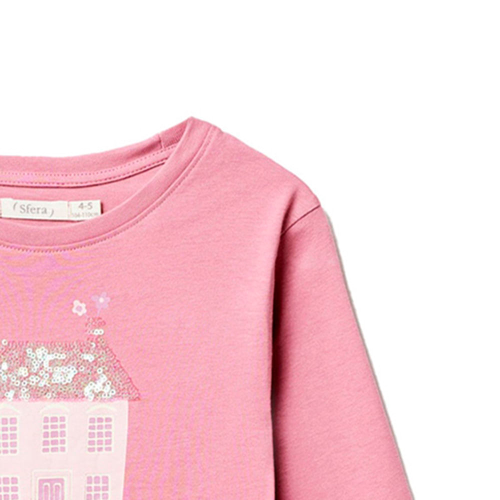 Blusa rosada con estampado de casa para niña - Siman El Salvador