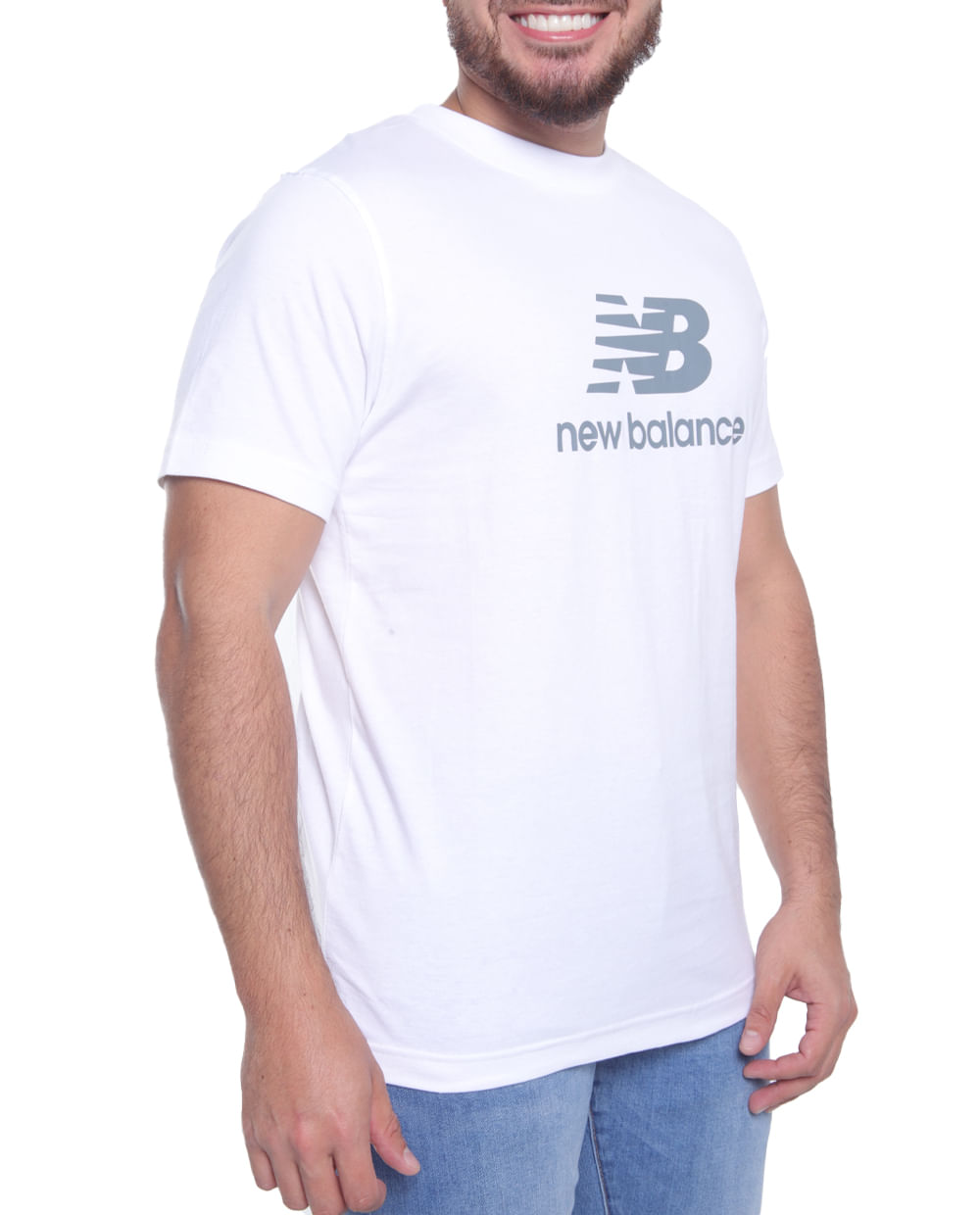 Camiseta deportiva New Balance blanca estampada para hombre - Siman ...